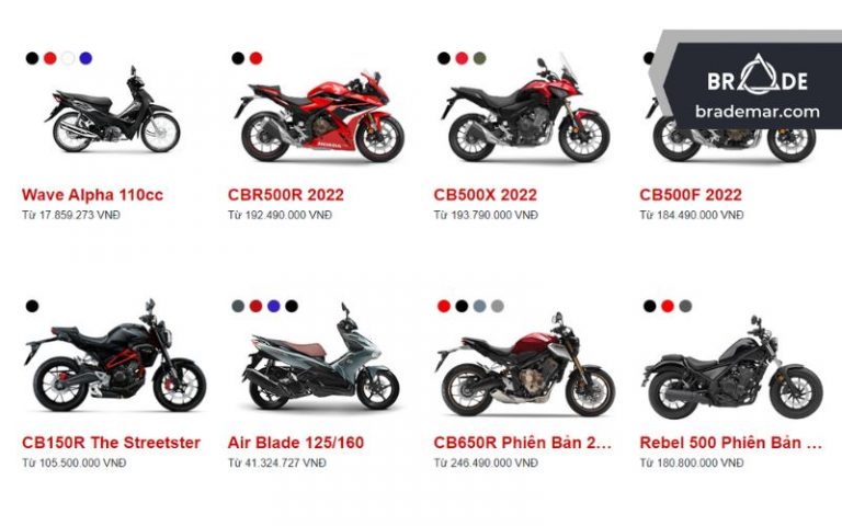 Danh mục sản phẩm của Honda - Brade Mar